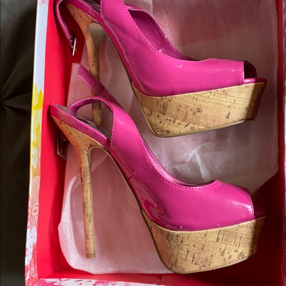 Pink Patent Leather Platform Heels - Gem